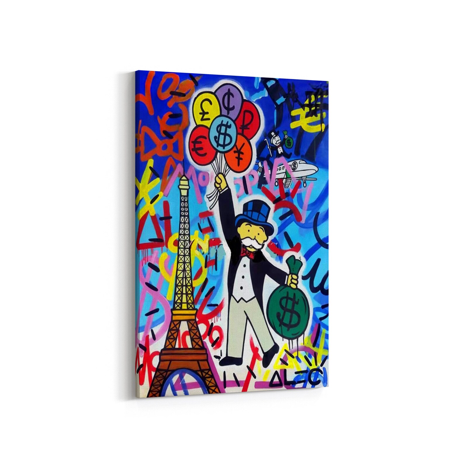 Effiel Tower Alec Monopoly Art, Graffiti Painting on Canvas, Urban Art ...