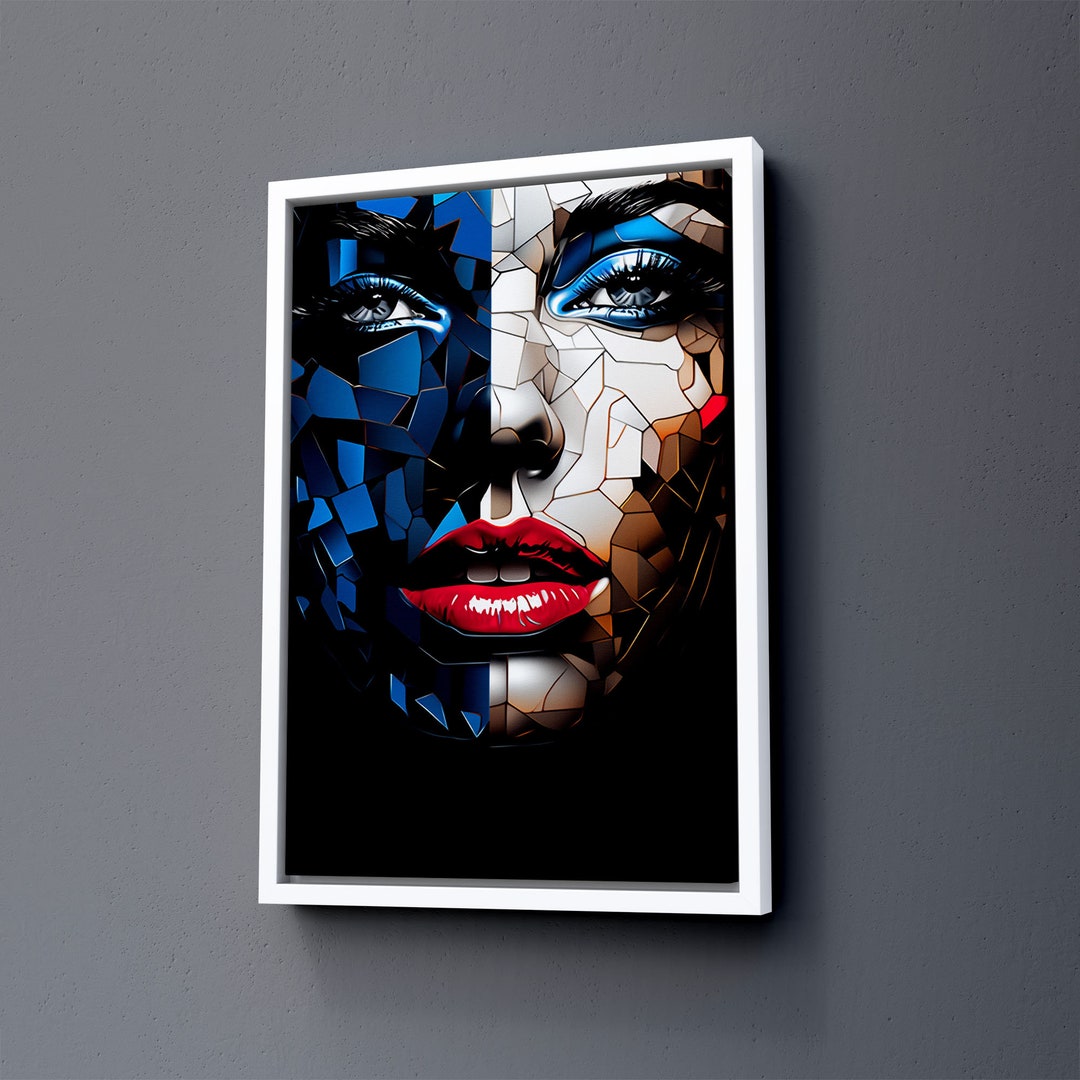 Two-faced Woman Canvas, Part of Face Abstract Poster, Wall Decor, Wall ...