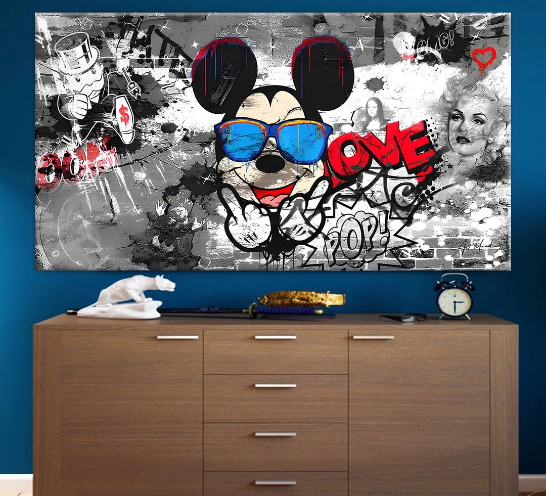 Mickey Mouse Banksy Pop Art Poster, Living Room Painting,street Fashion ...