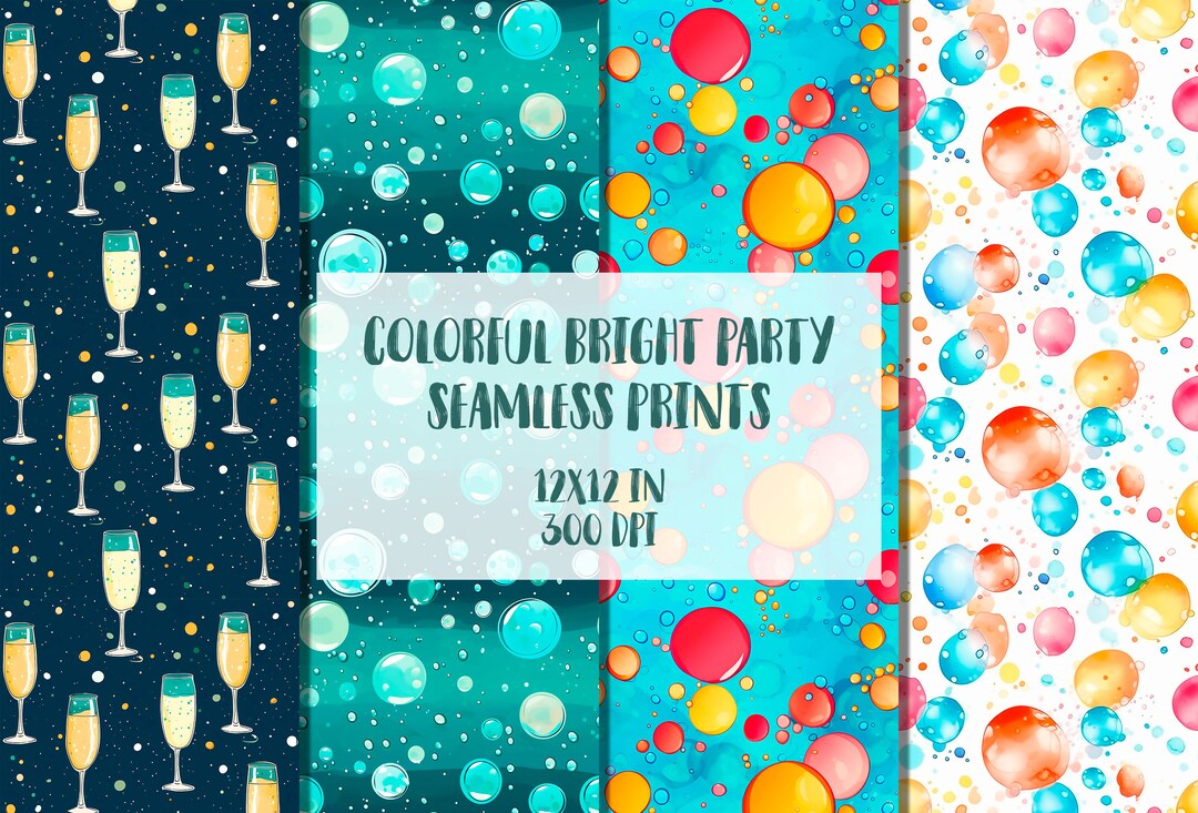 Set of Digital Backgrounds for Printing. Colorful Party - Etsy
