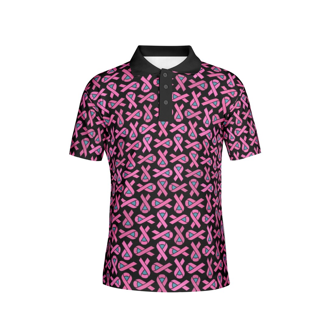 Black and Pink Breast Cancer Polo,custom Shirts, Gifts, Athletic Wear ...