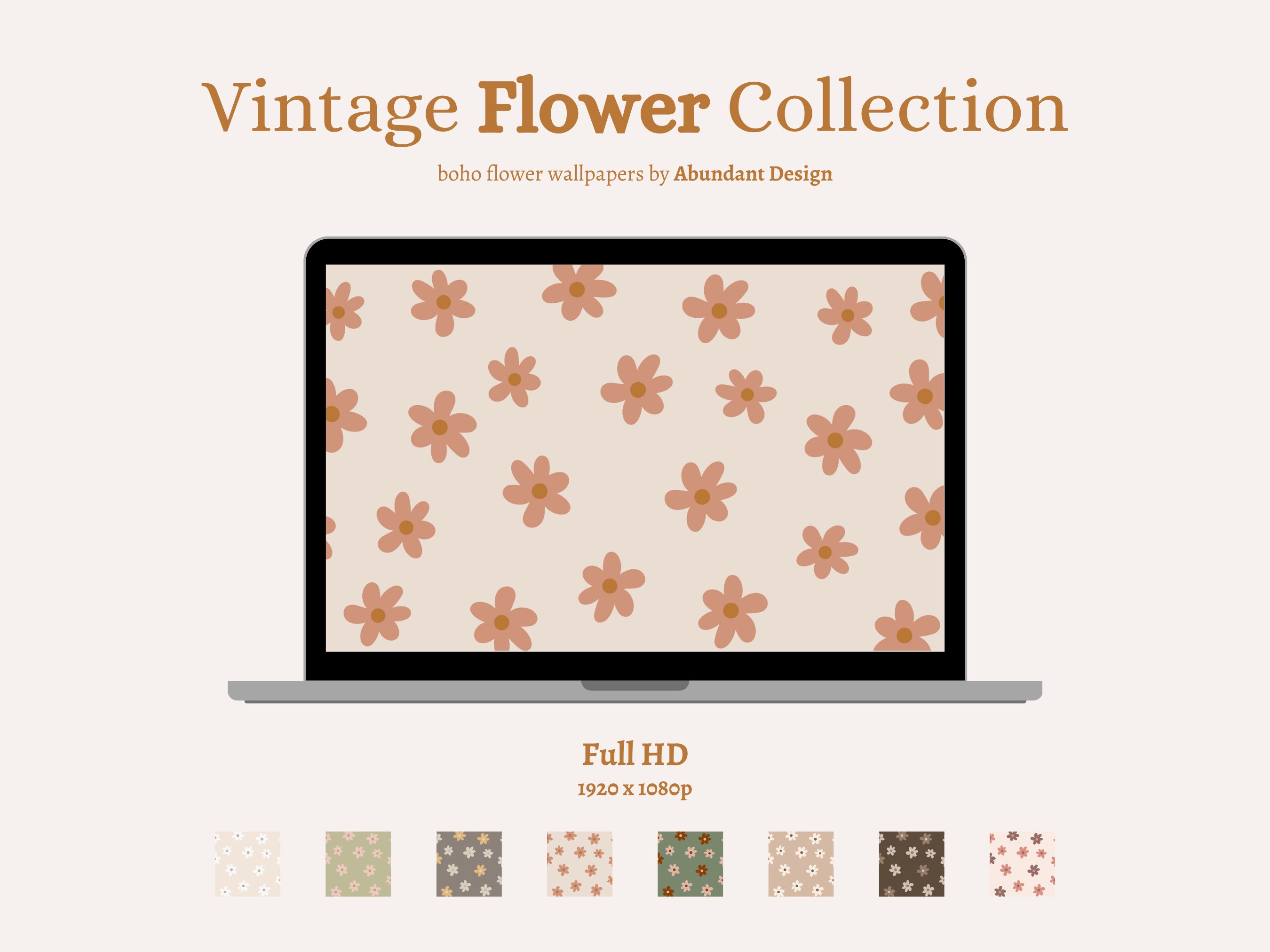 Vintage Flower Desktop Wallpapers Boho Flower Computer/pc/macbook ...