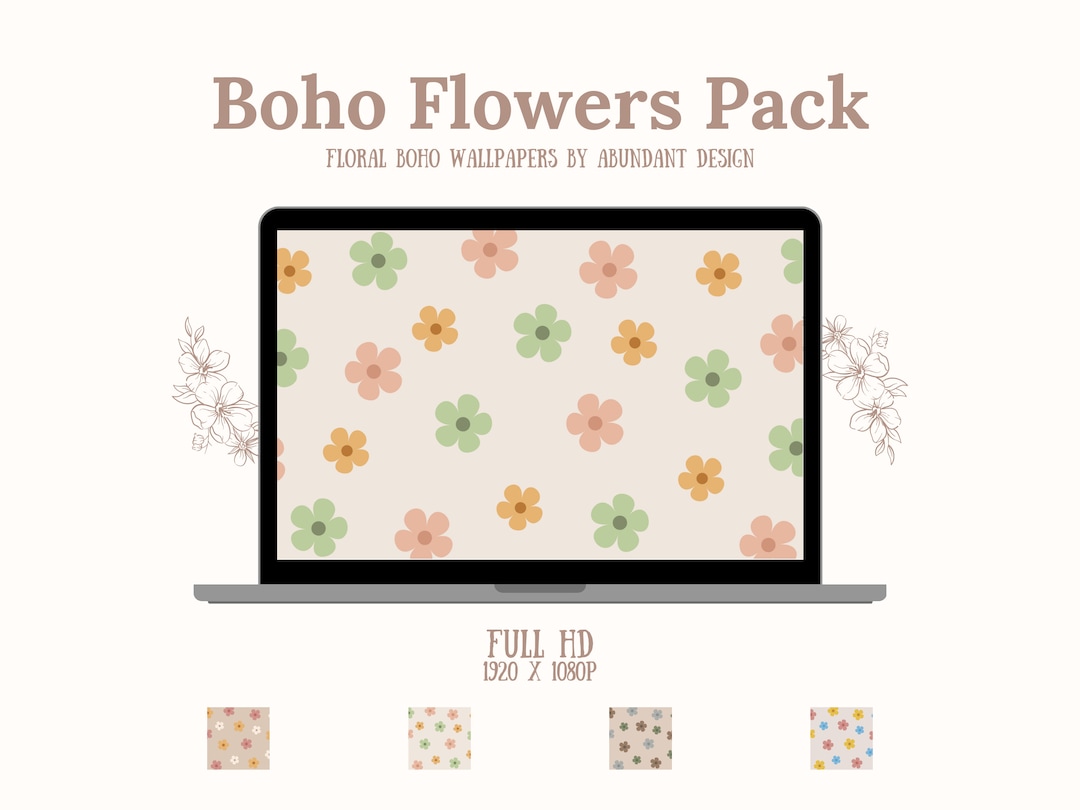 Boho Flower Desktop Wallpapers - Abstract Minimalist Computer/pc ...