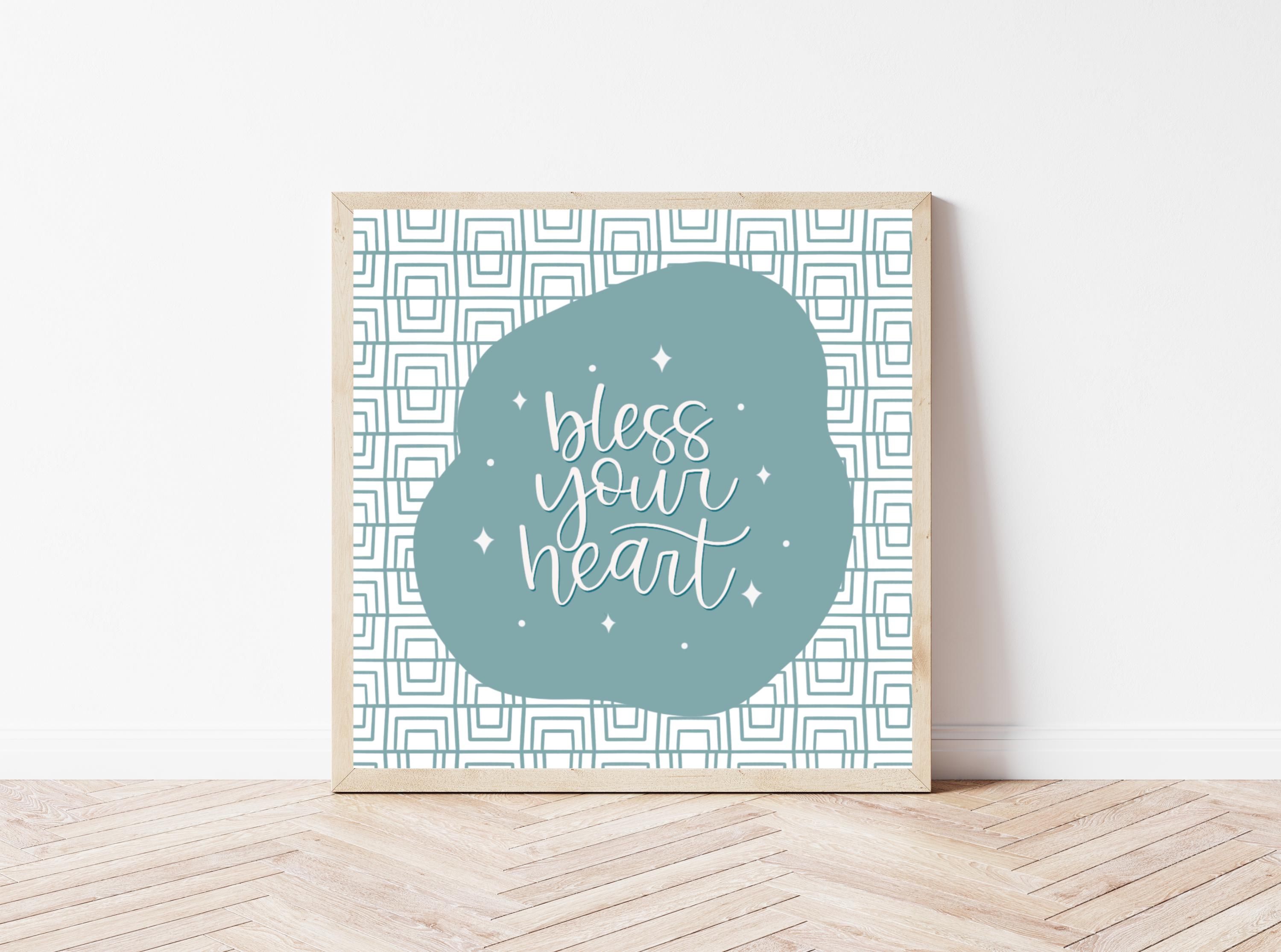 Bless Your Heart Hand-lettered Printable | 8"x8" - Etsy