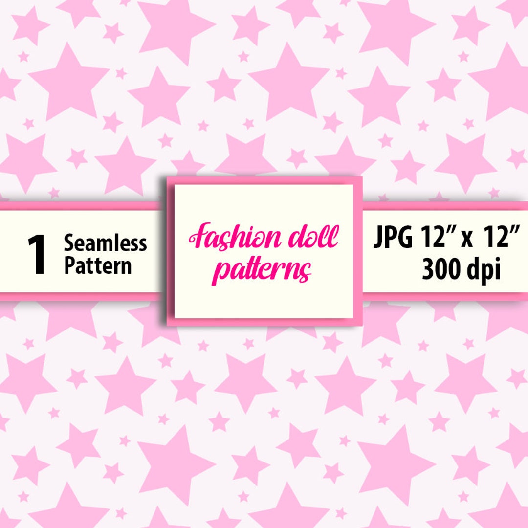 Pink Stars Digital Pink Fashiondoll Inspired Seamless Pattern, Digital ...