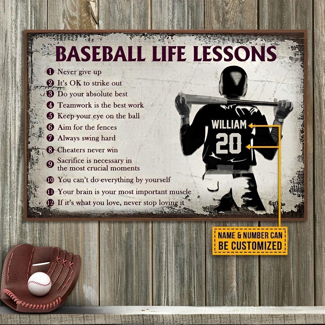 Personalized Baseball Poster, Baseball Life Lesson Poster, Custom Name ...