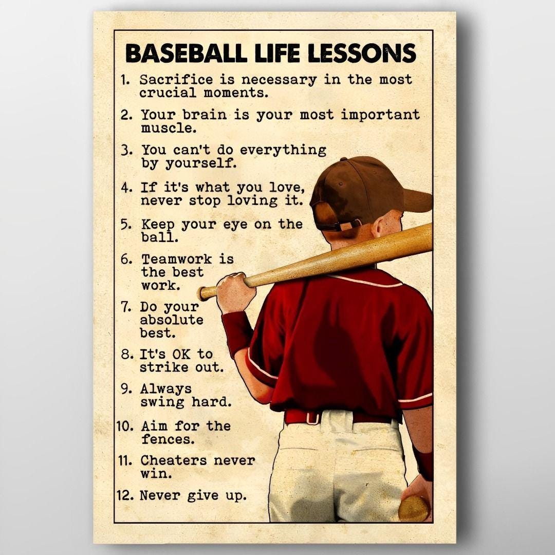 Personalized Baseball Poster, Baseball Life Lesson Poster, Custom Name ...