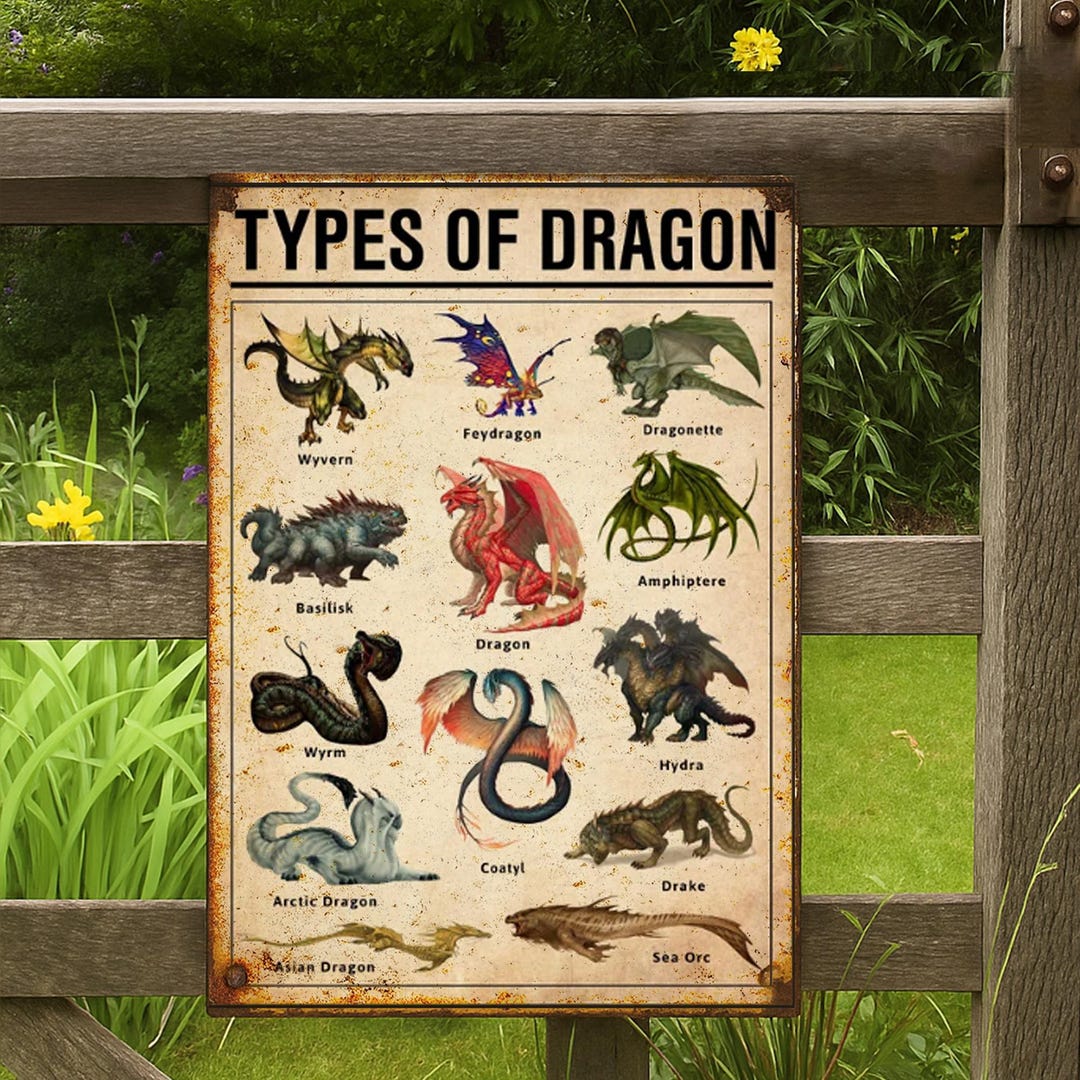 Types of Dragon Knowledge Metal Sign, Dragon Knowledge , Vintage , Gift ...