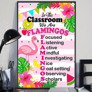 In This Classroom We Are Flamingo Poster, Motivational Kids Art ...