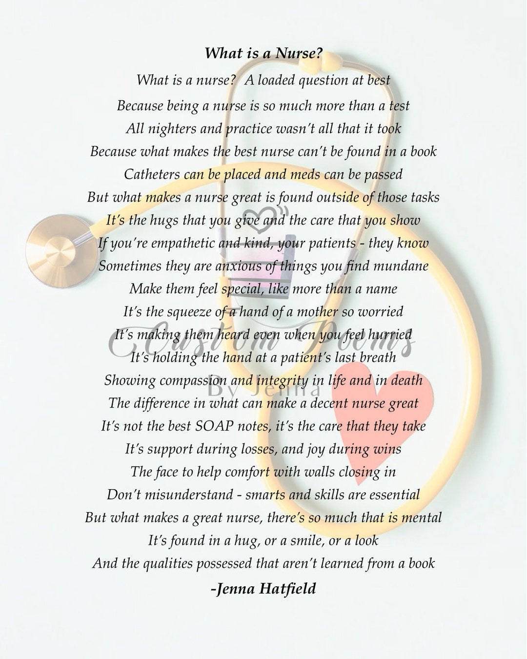 What is a Nurse? Printed 8x10 Poem With Custom Picture. Perfect for ...