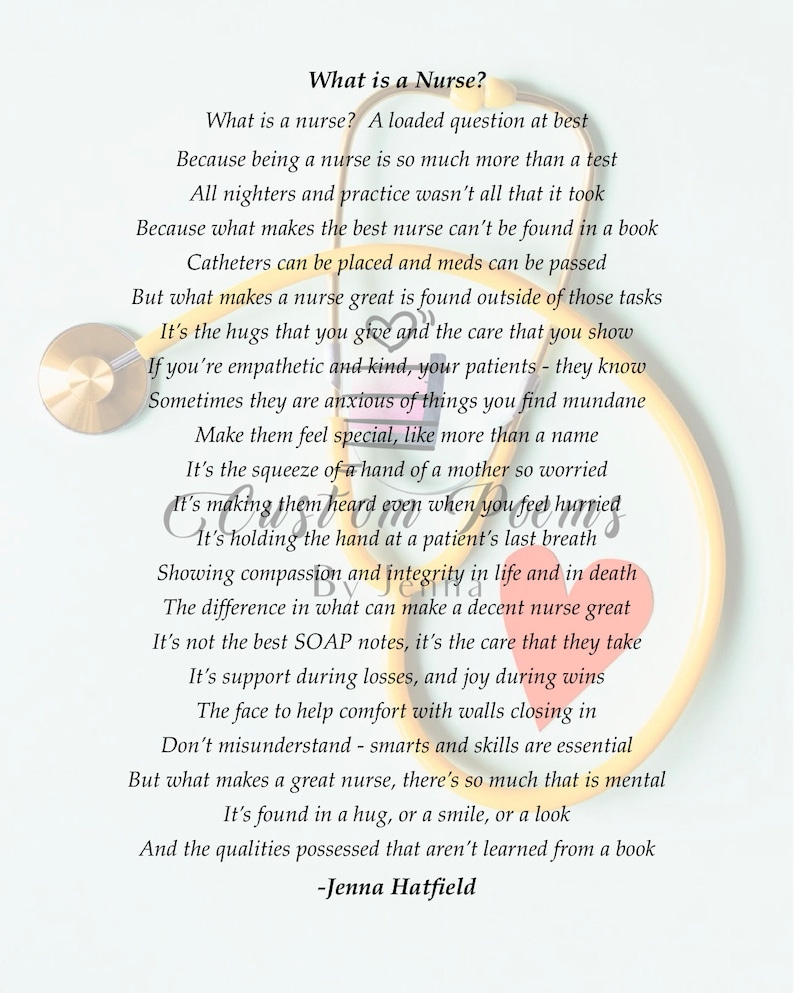 What is a Nurse? Printed 8x10 Poem With Custom Picture. Perfect for ...