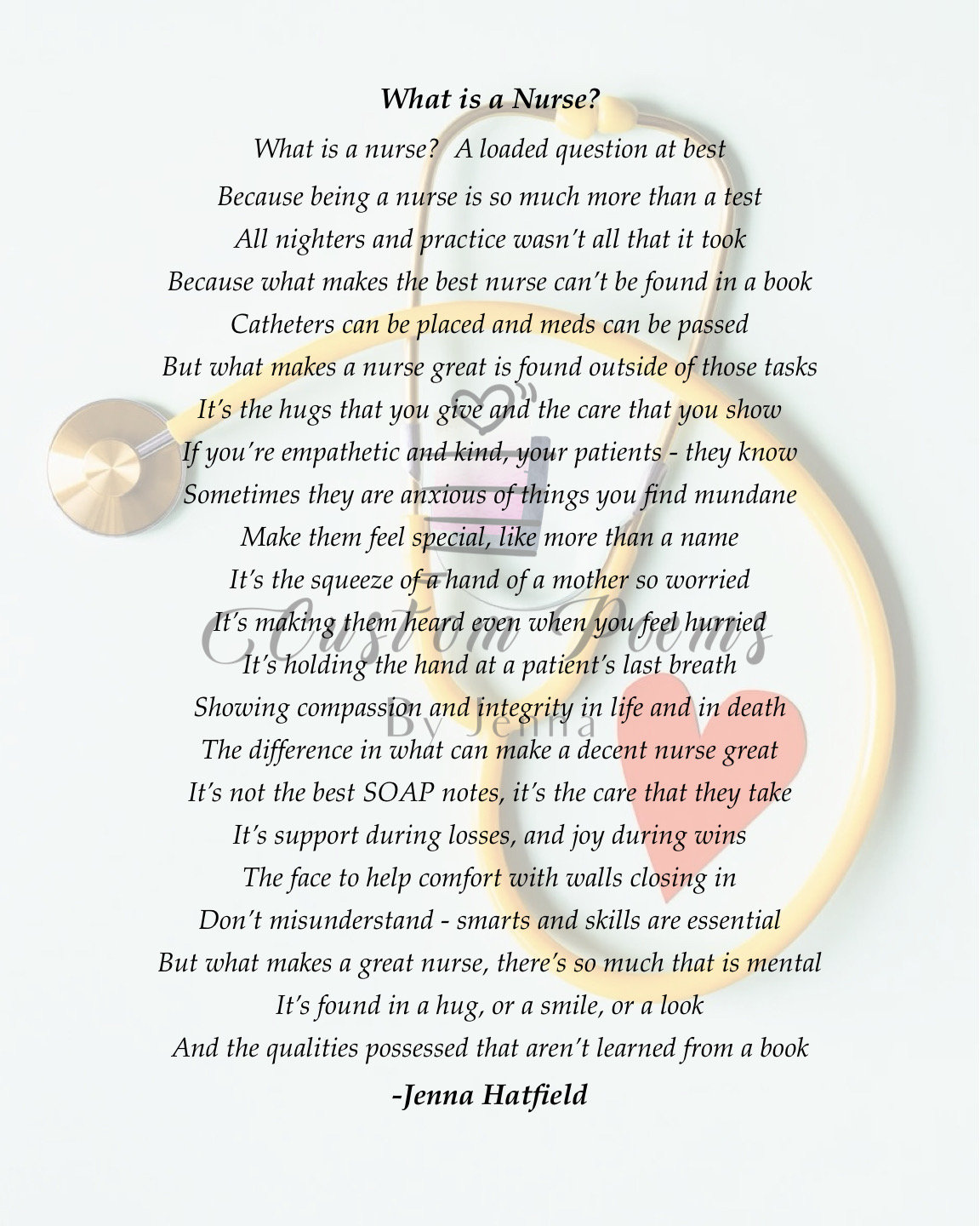 What is a Nurse? Printed 8x10 Poem With Custom Picture. Perfect for ...