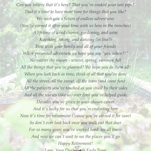 Customized Retirement Poem - 8x10 Print With Photo - Etsy