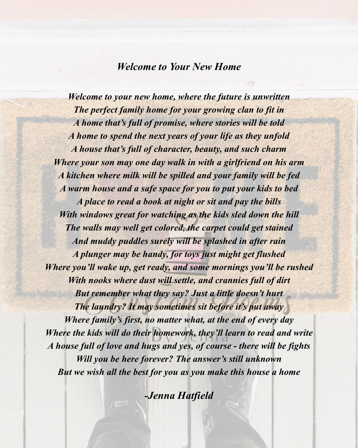 Welcome to Your New Home Poem - 8x10 Print. Perfect for Closing or ...