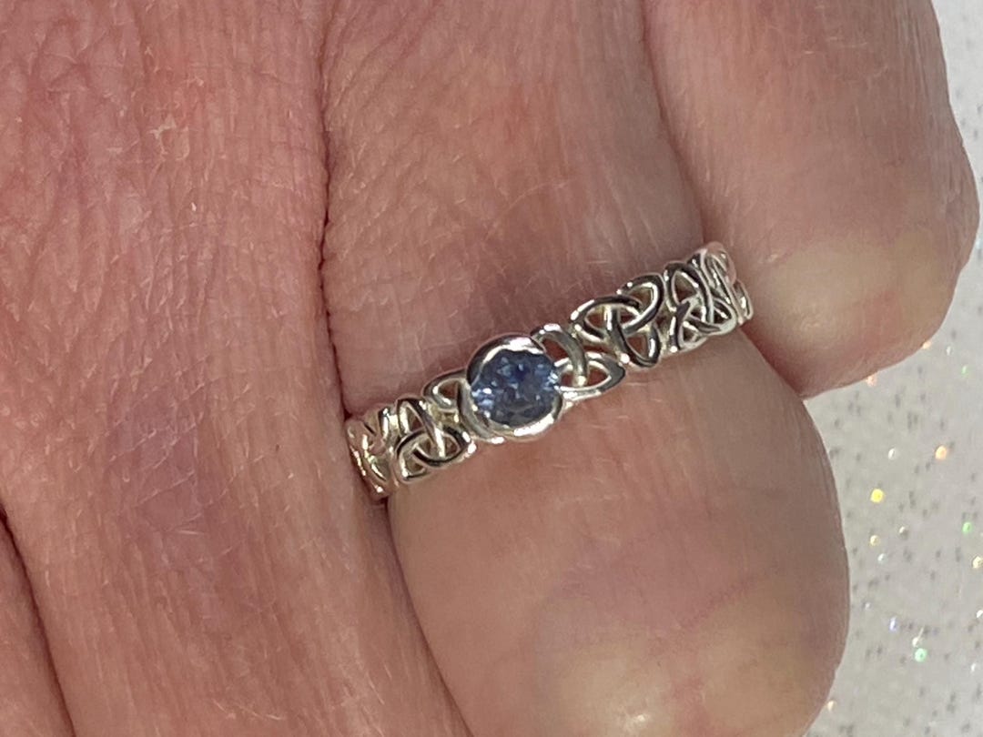 Montana Sapphire Silver Trinity Ring - Etsy