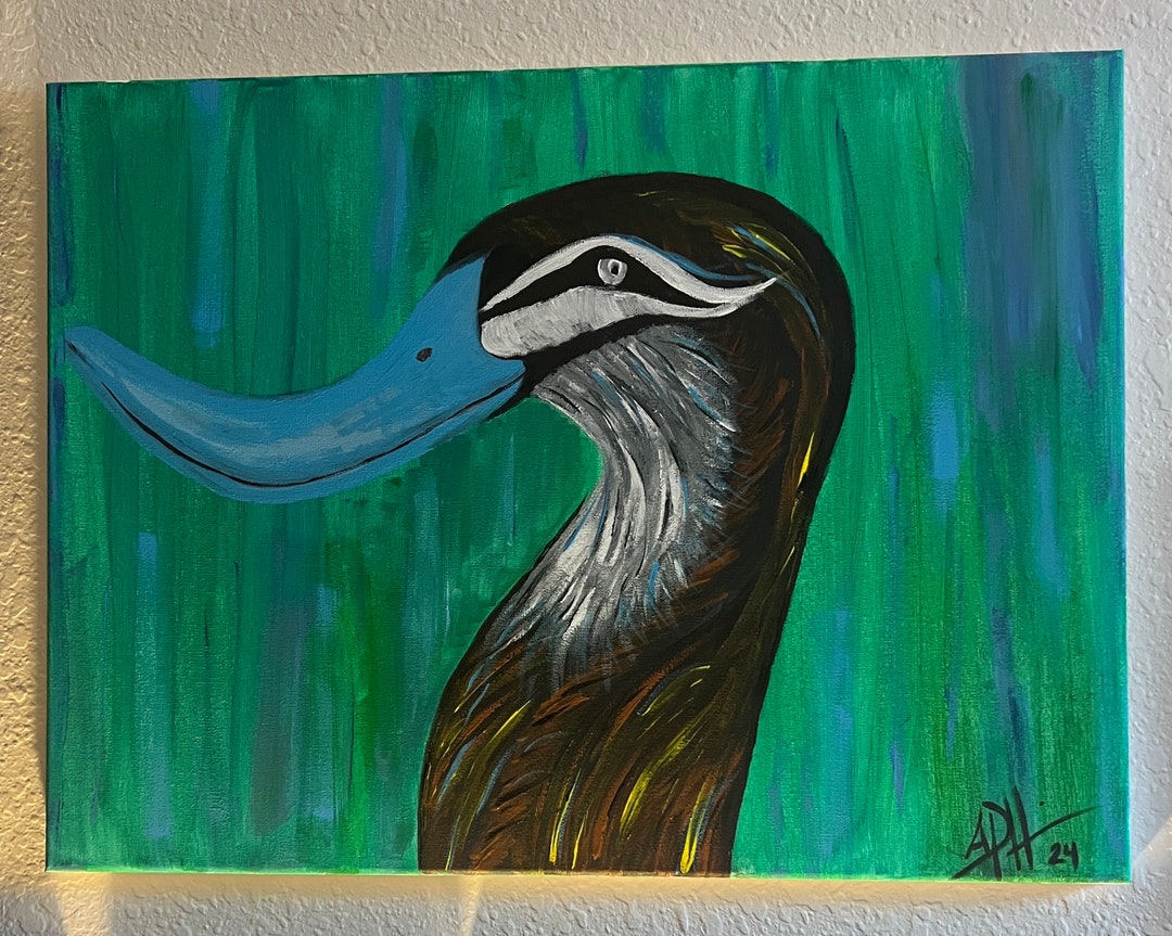 Retro Duck Blue Background, Blue Beak Please Note That Not All ...