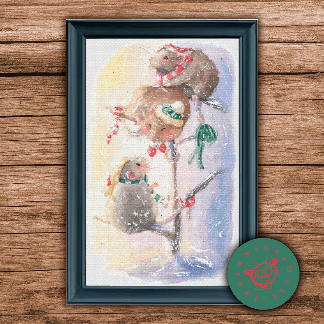 Mice Christmas Cross Stitch Pattern PDF, PDF File, Animals Cross Stitch ...