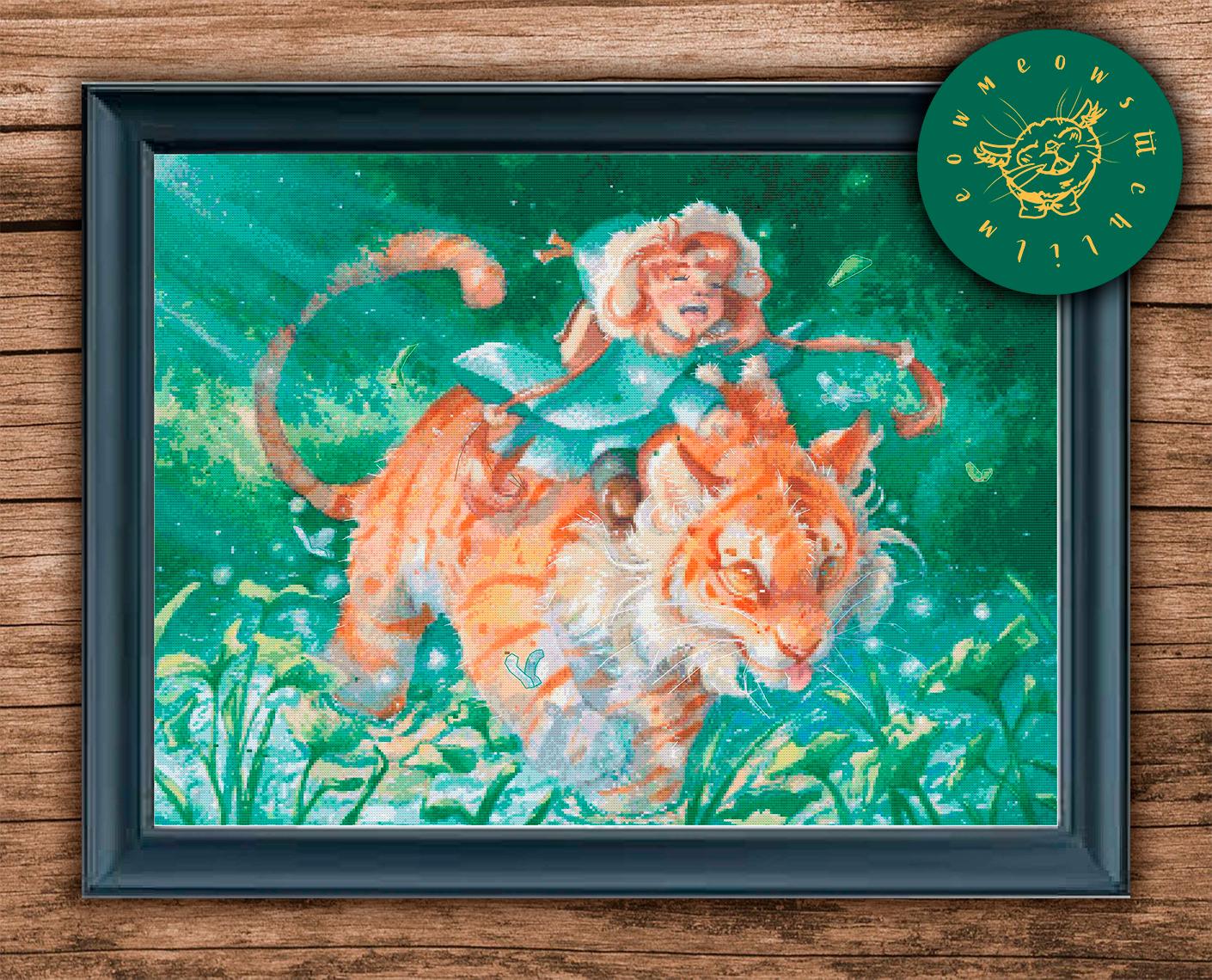 Tiger Cross Stitch Pattern, PDF File, Cute Cross Stitch, Girl, Children ...