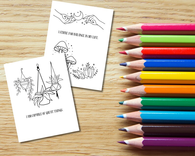 Self Care Coloring Book, Positive Affirmations Coloring Book, Digital ...