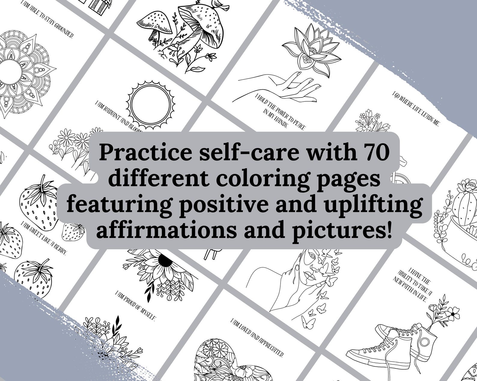 Self Care Coloring Book, Positive Affirmations Coloring Book, Digital ...