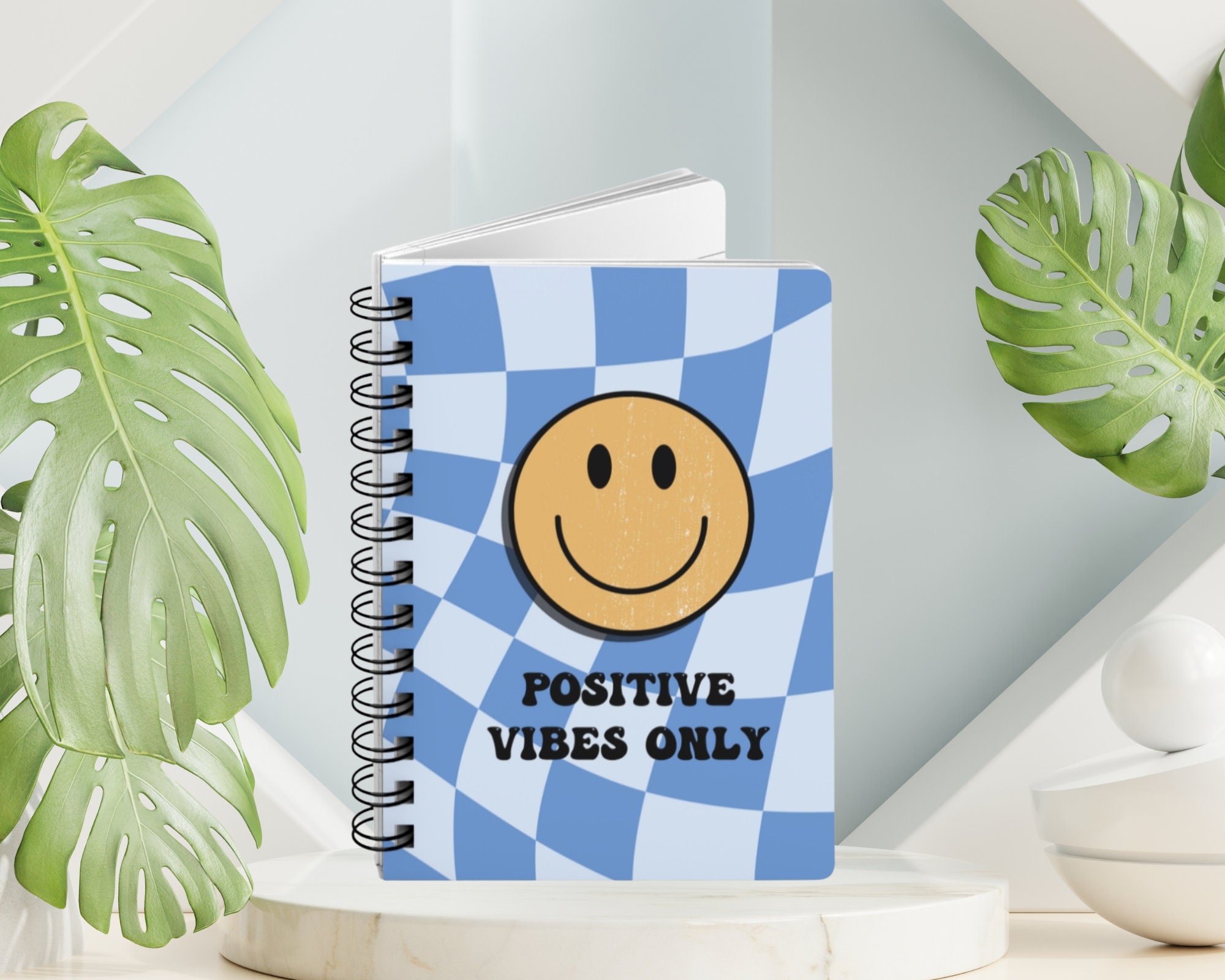 Blank Journal, Smiley Face, Positive Vibes - Etsy