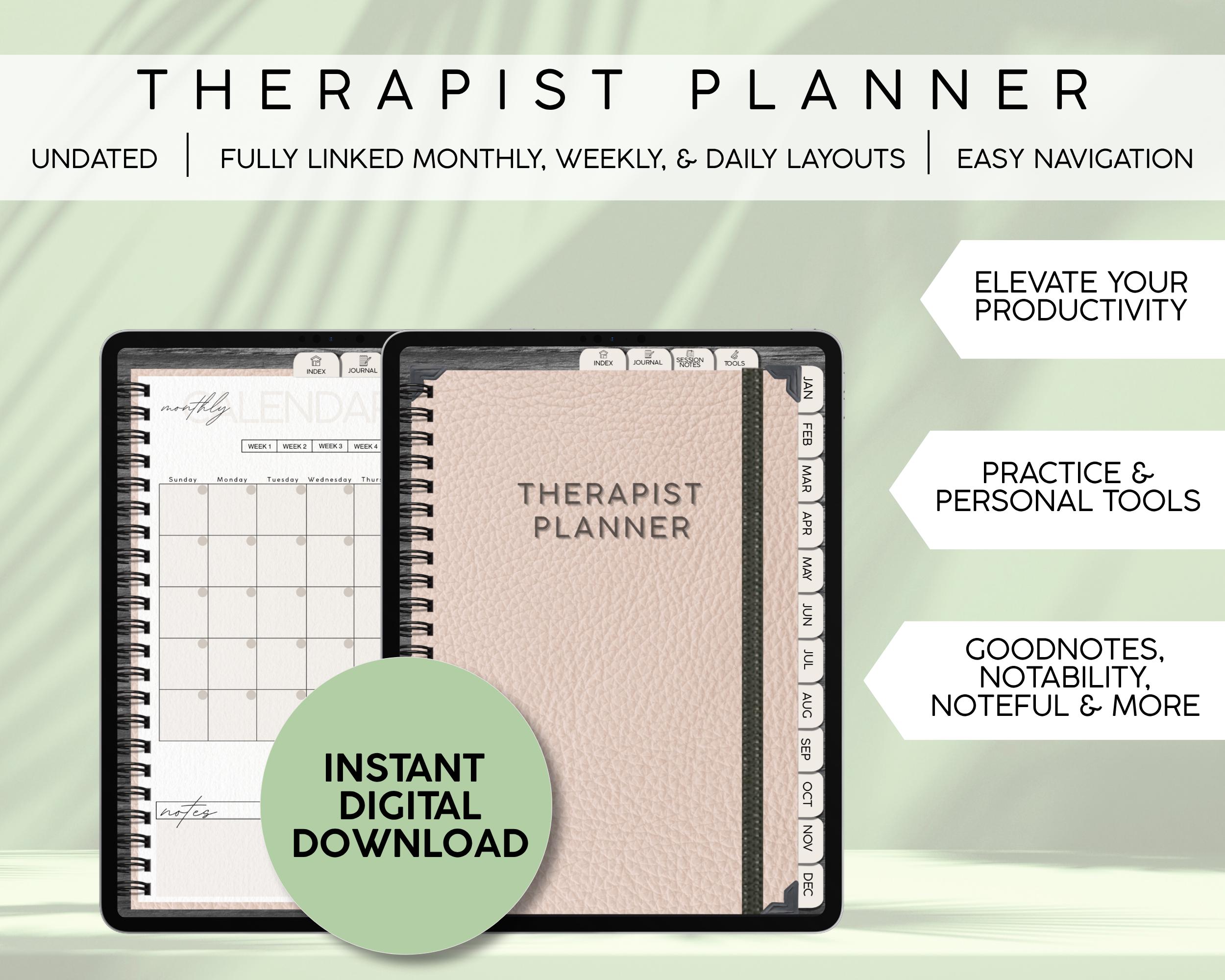 Therapist Planner, Digital Planner, Undated, Hyperlinked, Easy ...