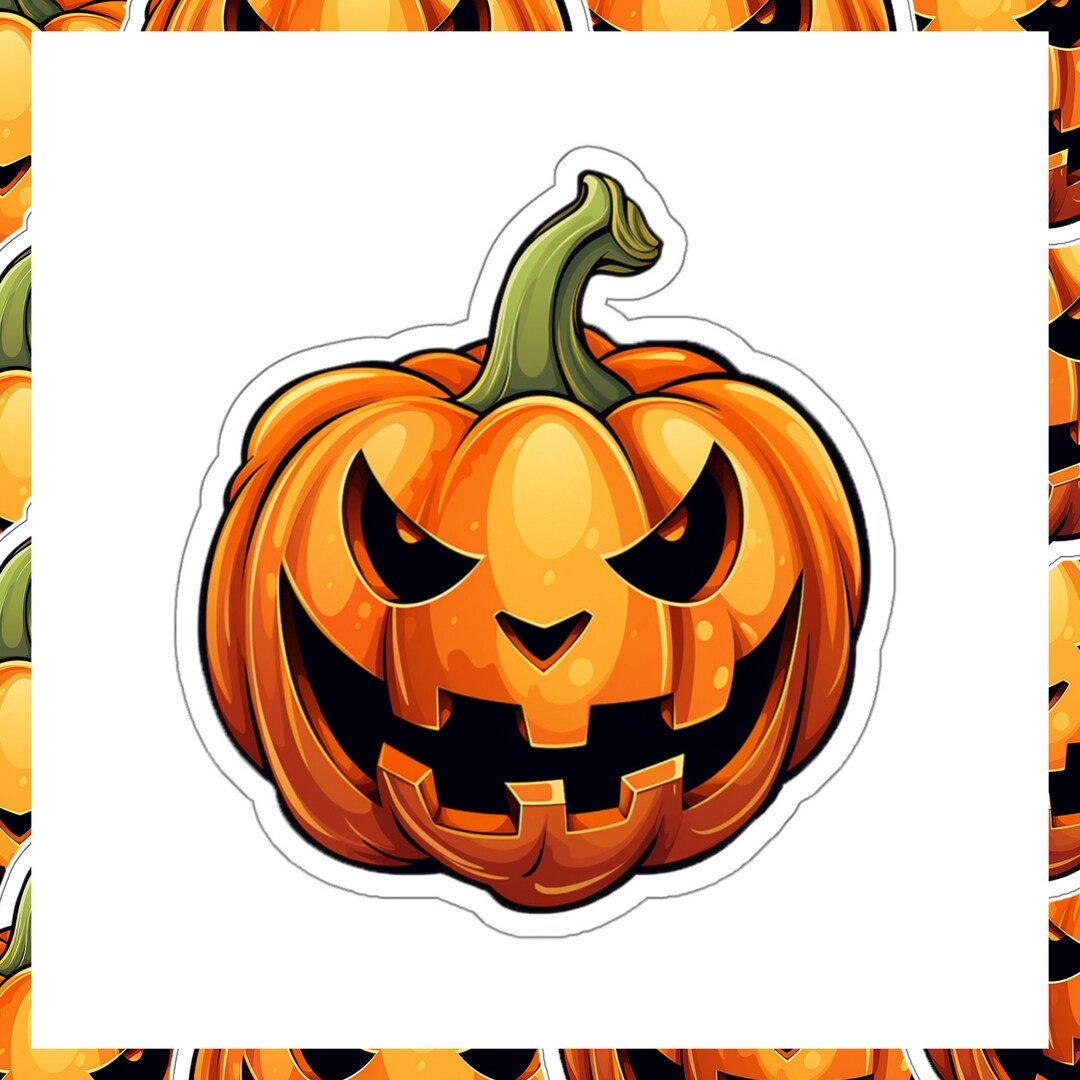 Scary Pumpkin Sticker, Halloween Collection, Great for Laptops ...