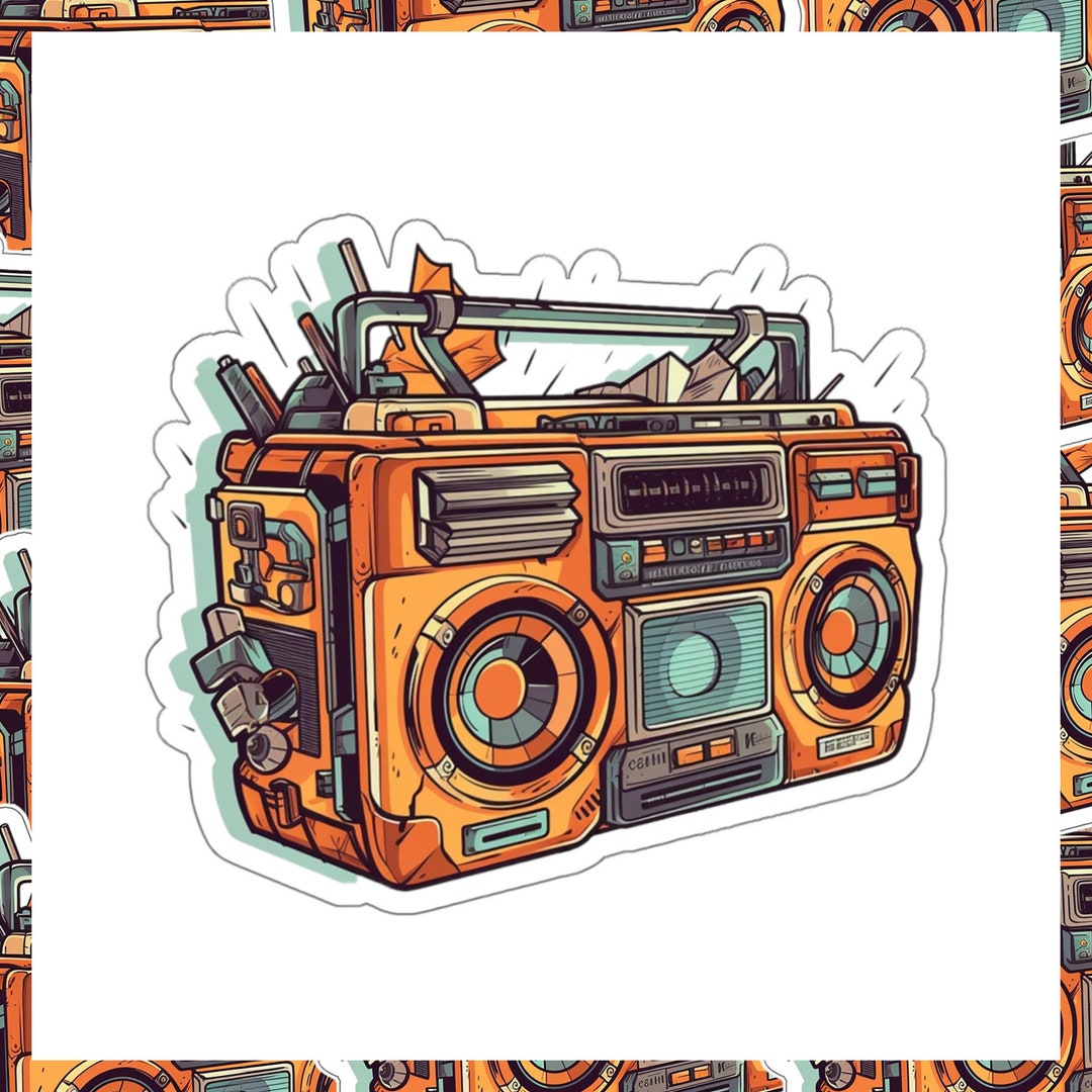 Retro Boombox Speaker Sticker, Great for Laptops, Notebooks, Water ...