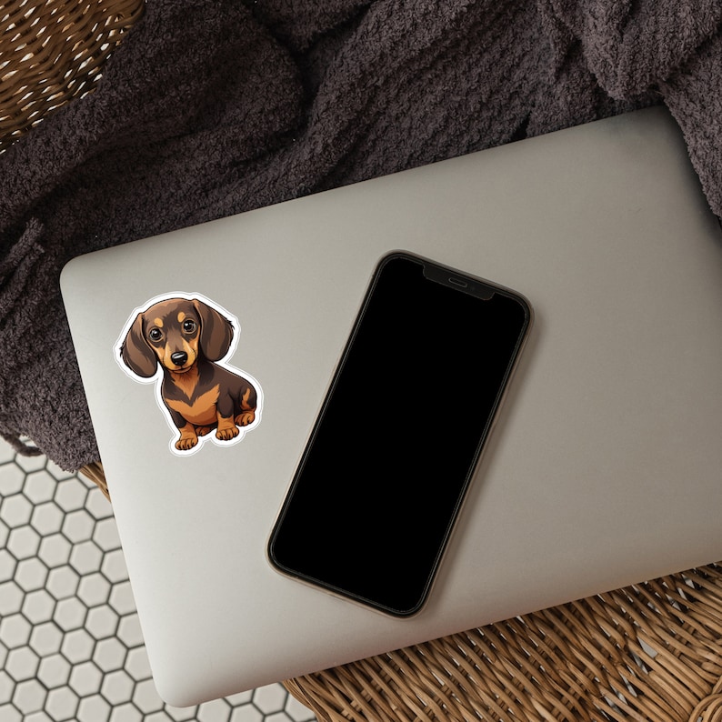 Cute Dachshund Puppy Sticker, Great for Laptops, Notebooks, Water ...