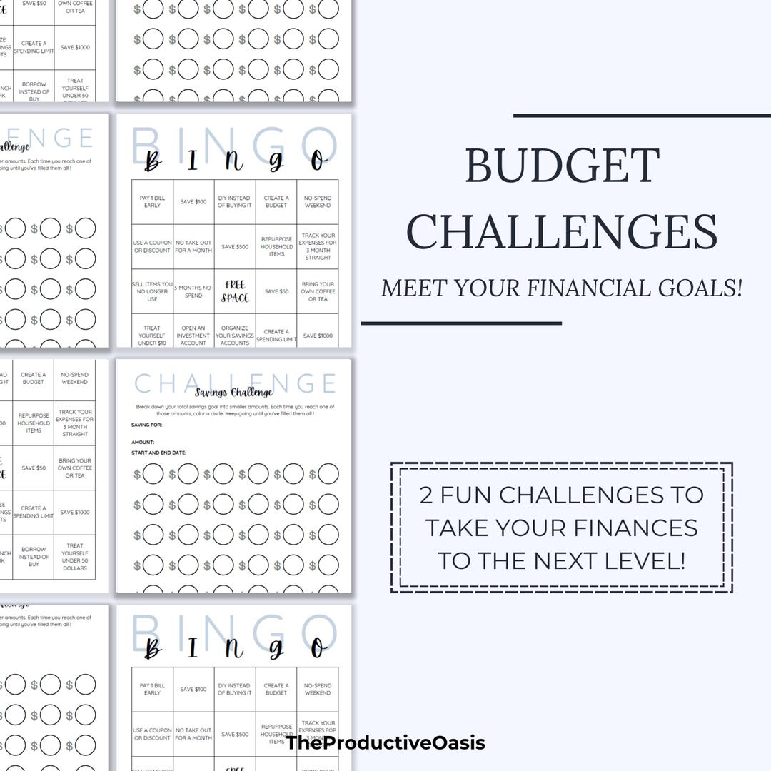 Budget Challenges | Digital and Printable | Bingo Challenge | Savings ...