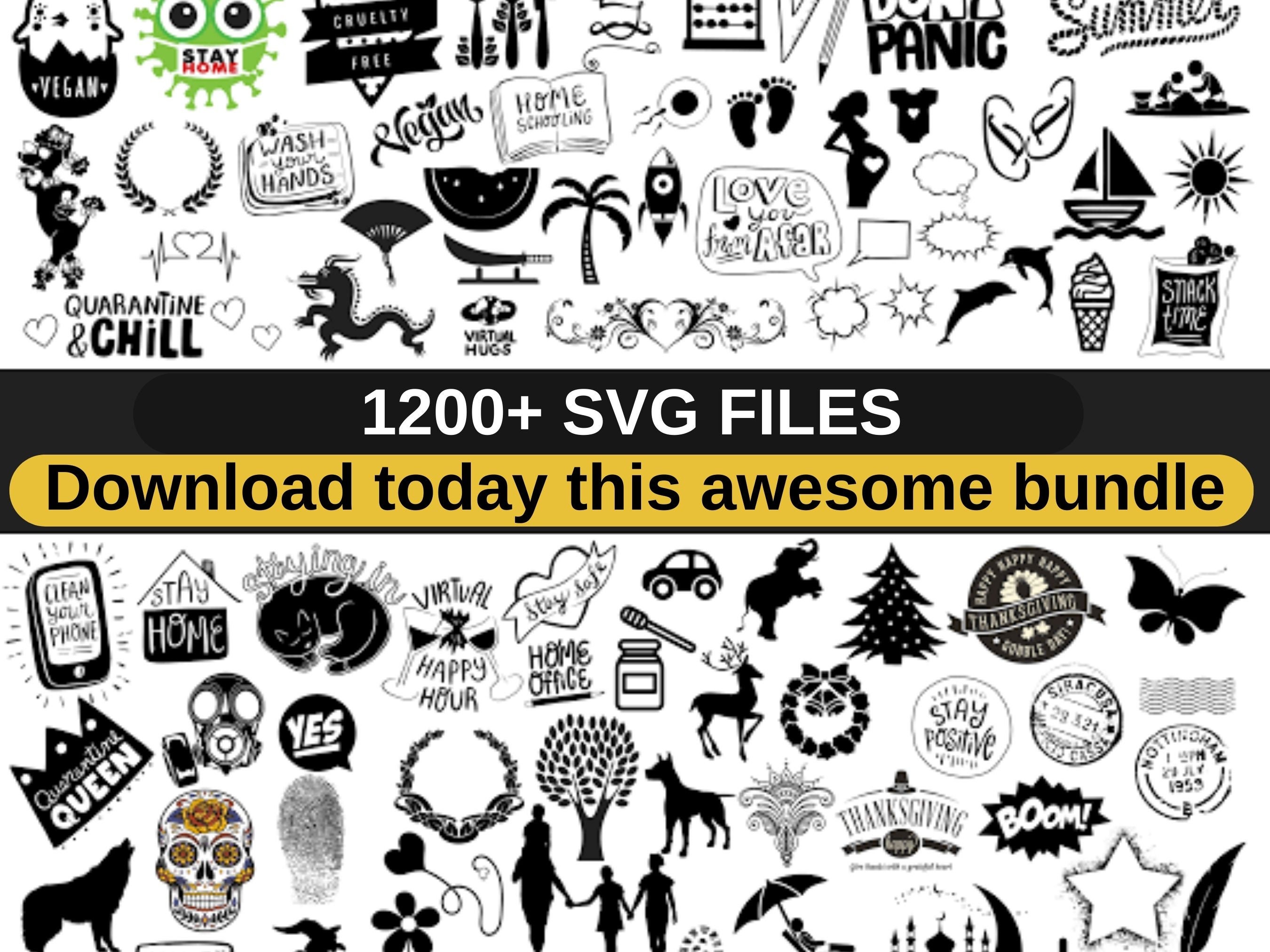 Mega Bundle Svg - 1200 Svg Files Cricut Design Vector Bundle - Design ...