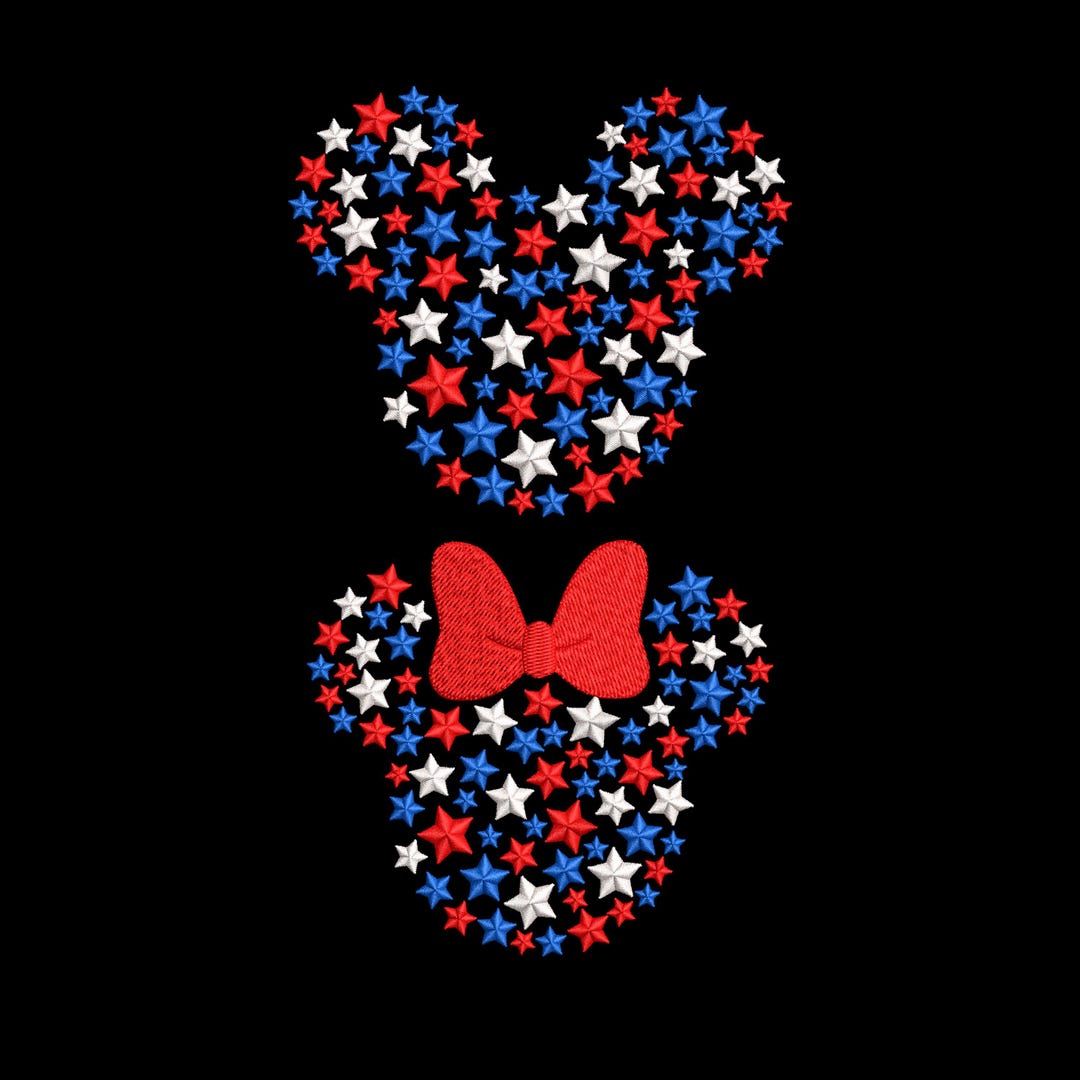 Stars Mouse Head Machine Embroidery Design, 4th of July Embroidery ...