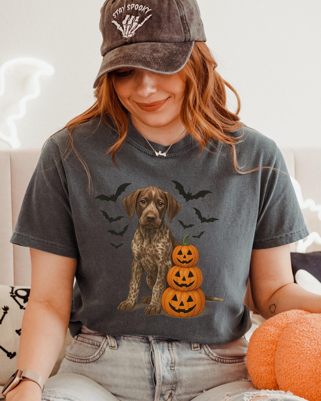 Spooky German Shorthaired Pointer Shirt, GSP Halloween Comfort Colors ...