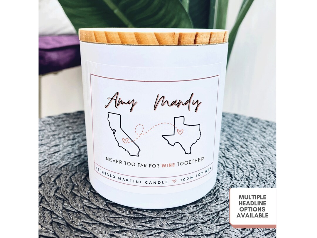 Never Too Far Long Distance Friend Candle, Personalized Best Friend ...