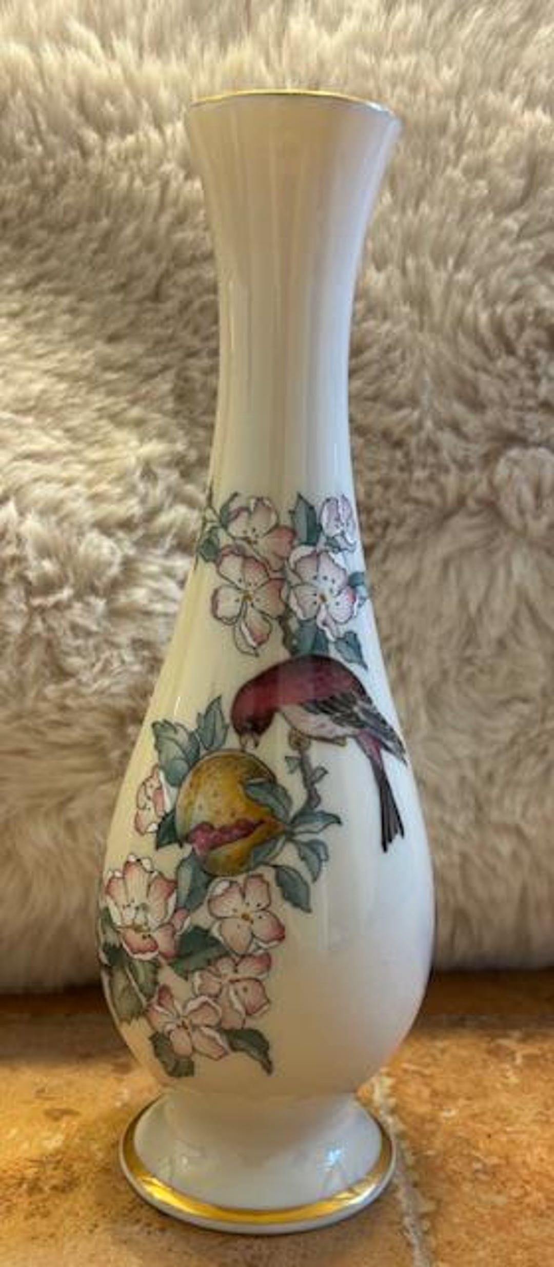 Lenox Serenade Bud Vase Red Bird Floral 24k Gold Rim 8.5 " - Etsy