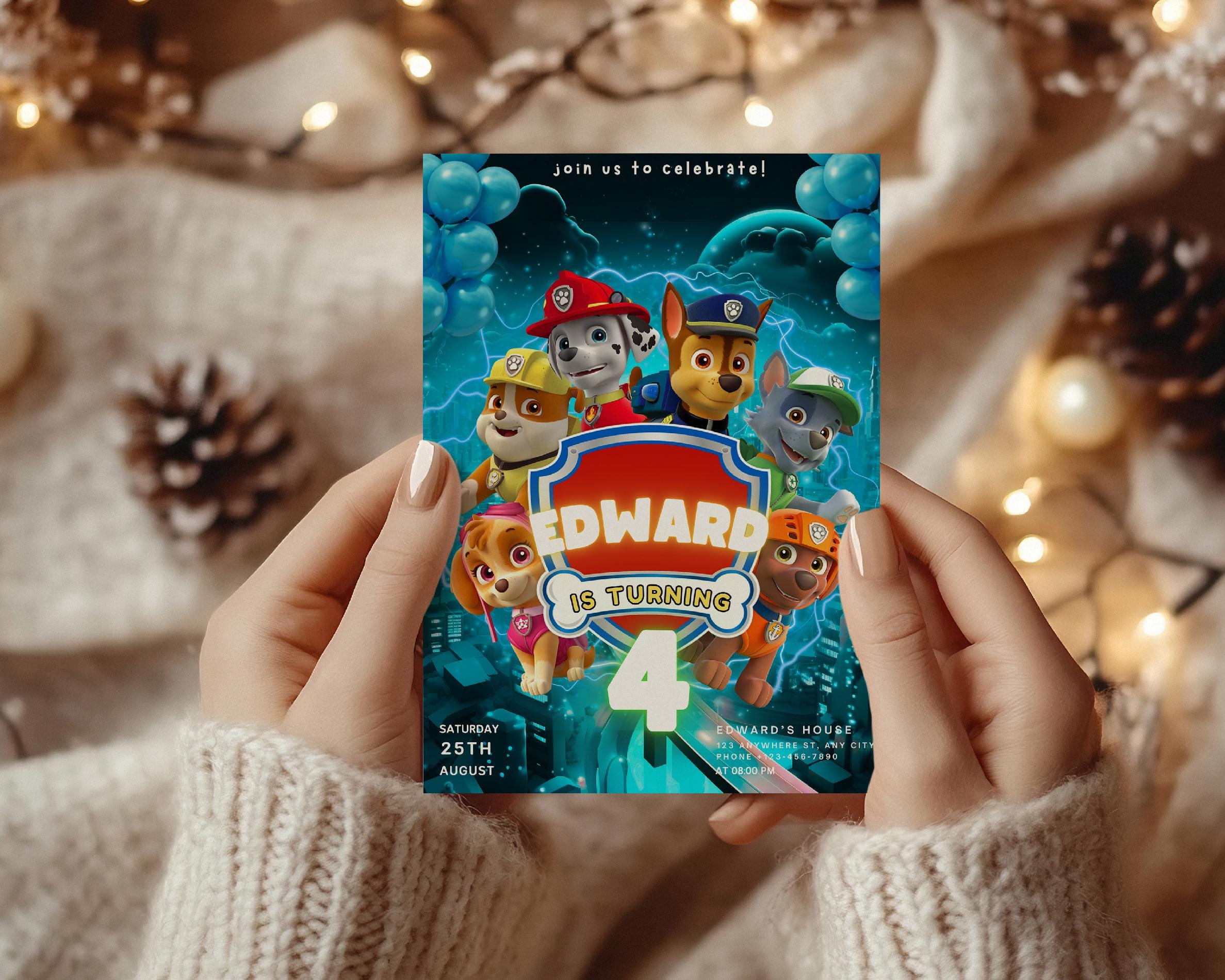 Editable Puppy Patrol Birthday Invitation Hero Pups Party Card Boys ...