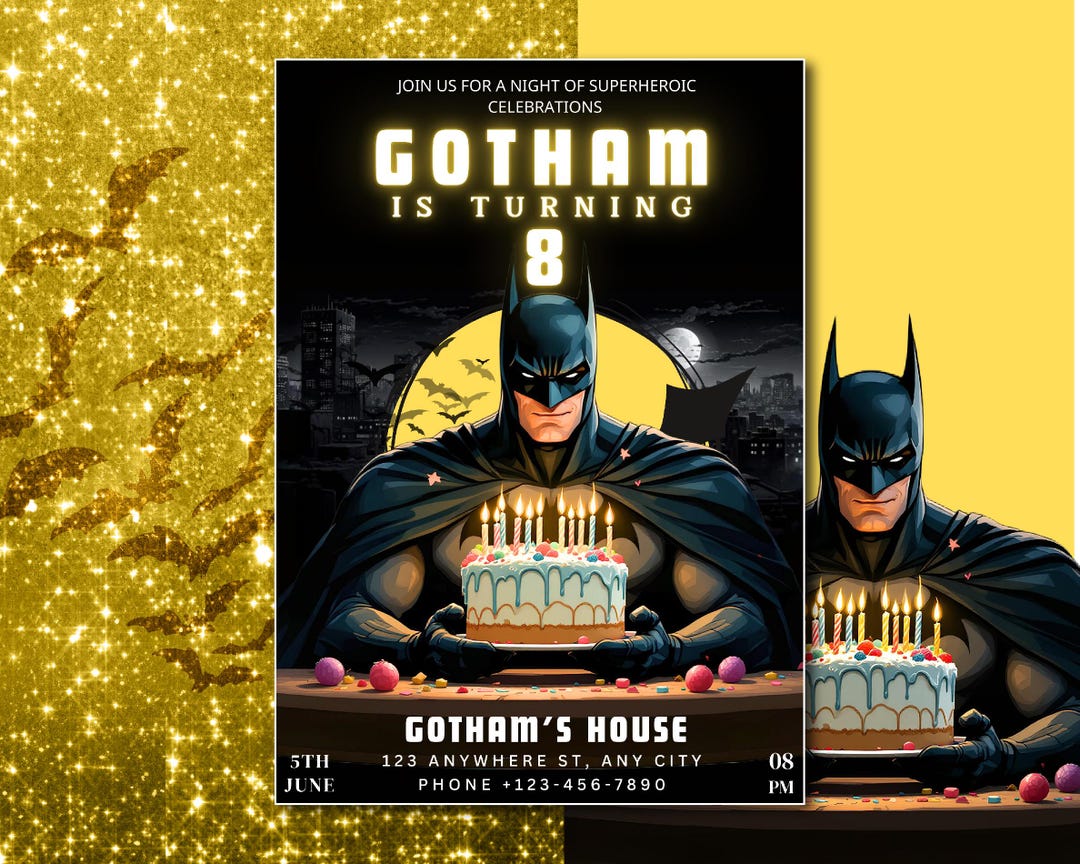 Personalized Batman Birthday Invitation Editable Gotham Party Card ...