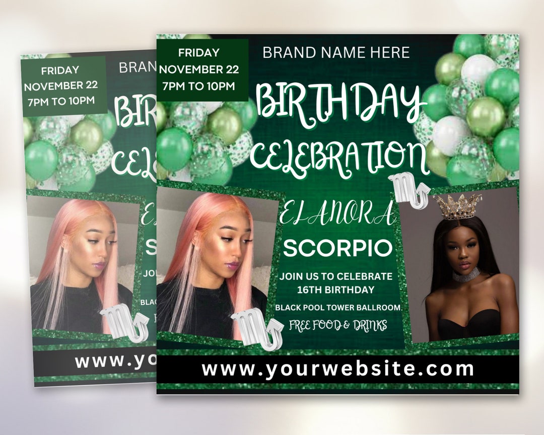 Scorpion Birthday Flyer, Birthday Girl Invitation, Birthday Party ...