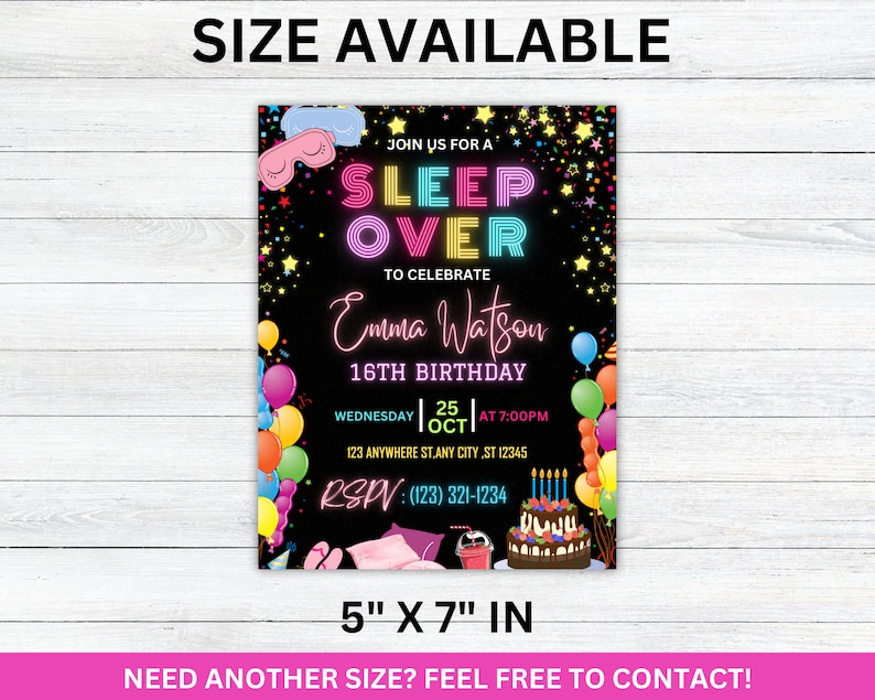 EDITABLE SLEEPOVER Invitation, Slumber Party, Pajama Party, Sleepover ...
