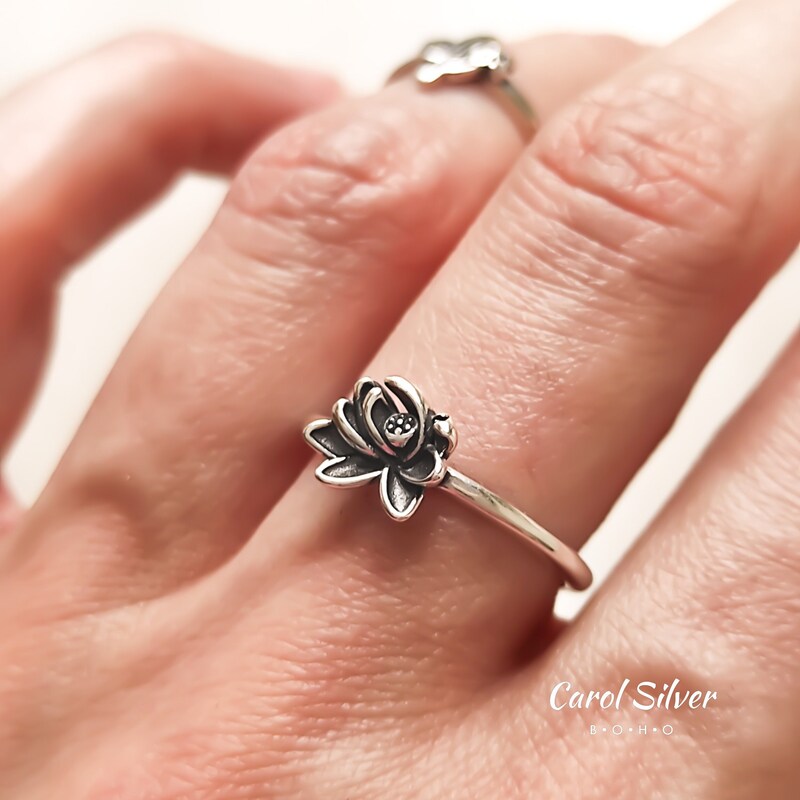 Silver Lotus Ring - Etsy