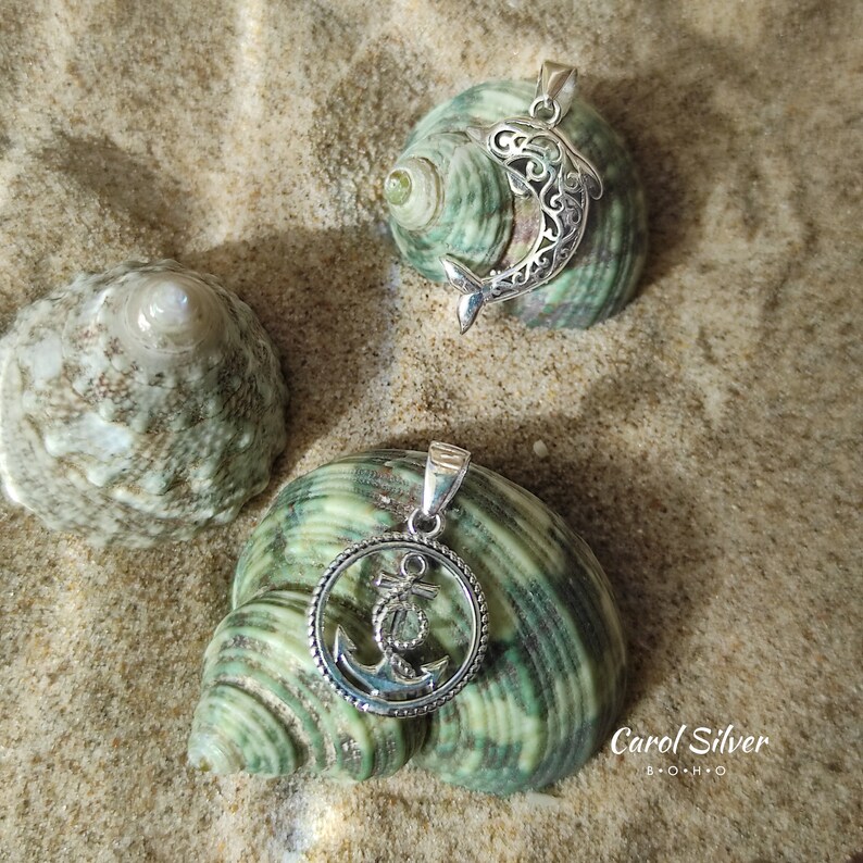 Silver Anchor Necklace, 925 Silver Sailor Anchor Medal, Handmade ...