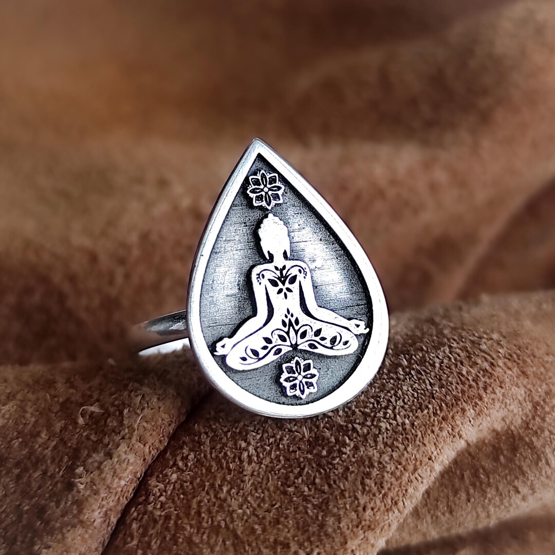 925 Sterling Silver Buddha Ring · Zen Drop Ring · Boho Meditation ...