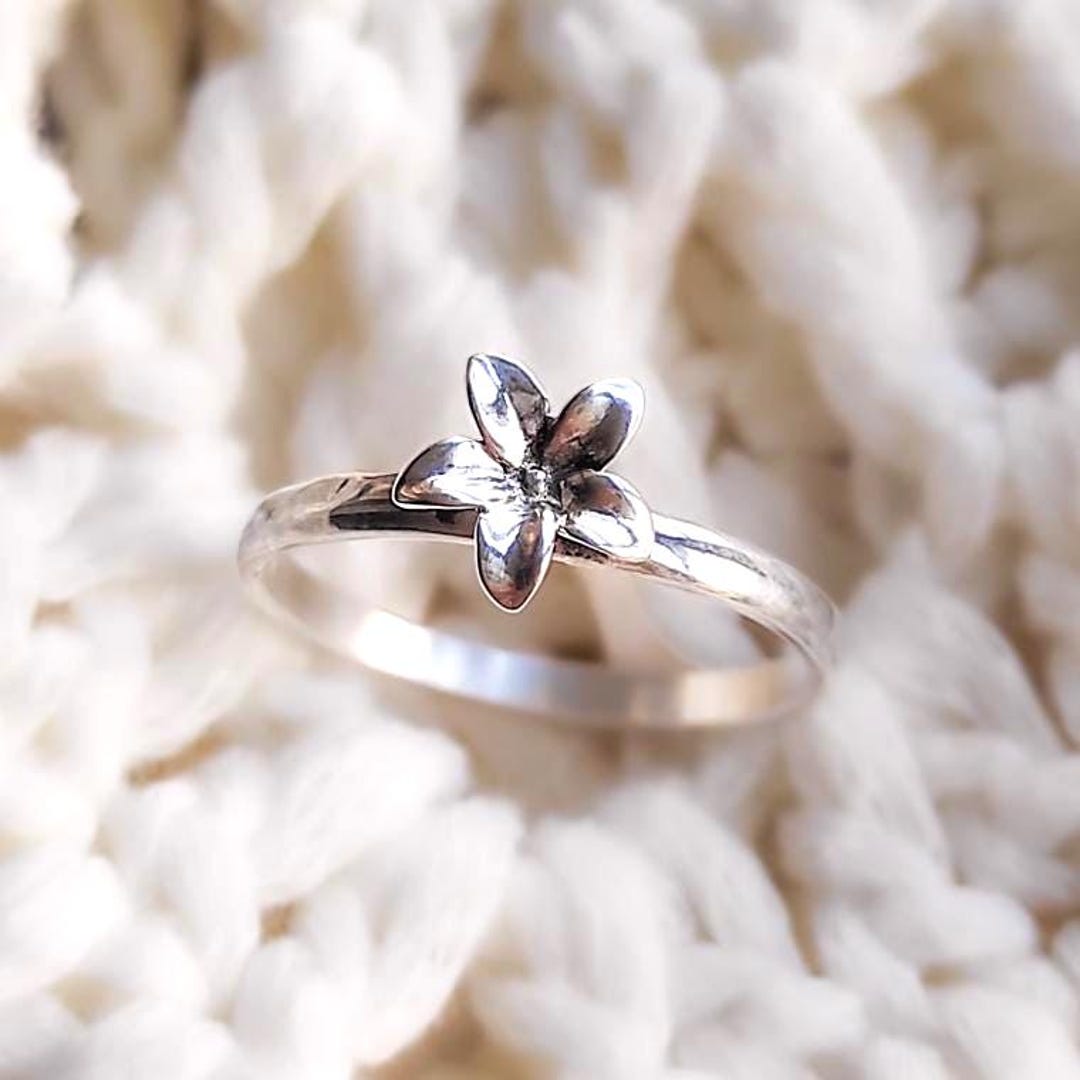 Silver Frangipani Flower Ring· Boho Floral Jewelry · Cottagecore Band ...