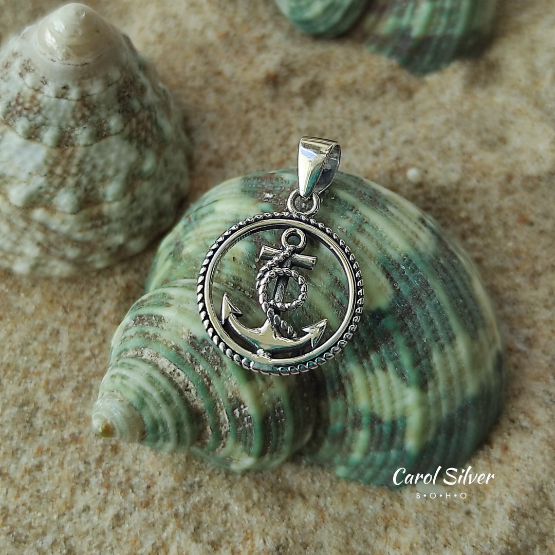 Silver Anchor Necklace, 925 Silver Sailor Anchor Medal, Handmade ...