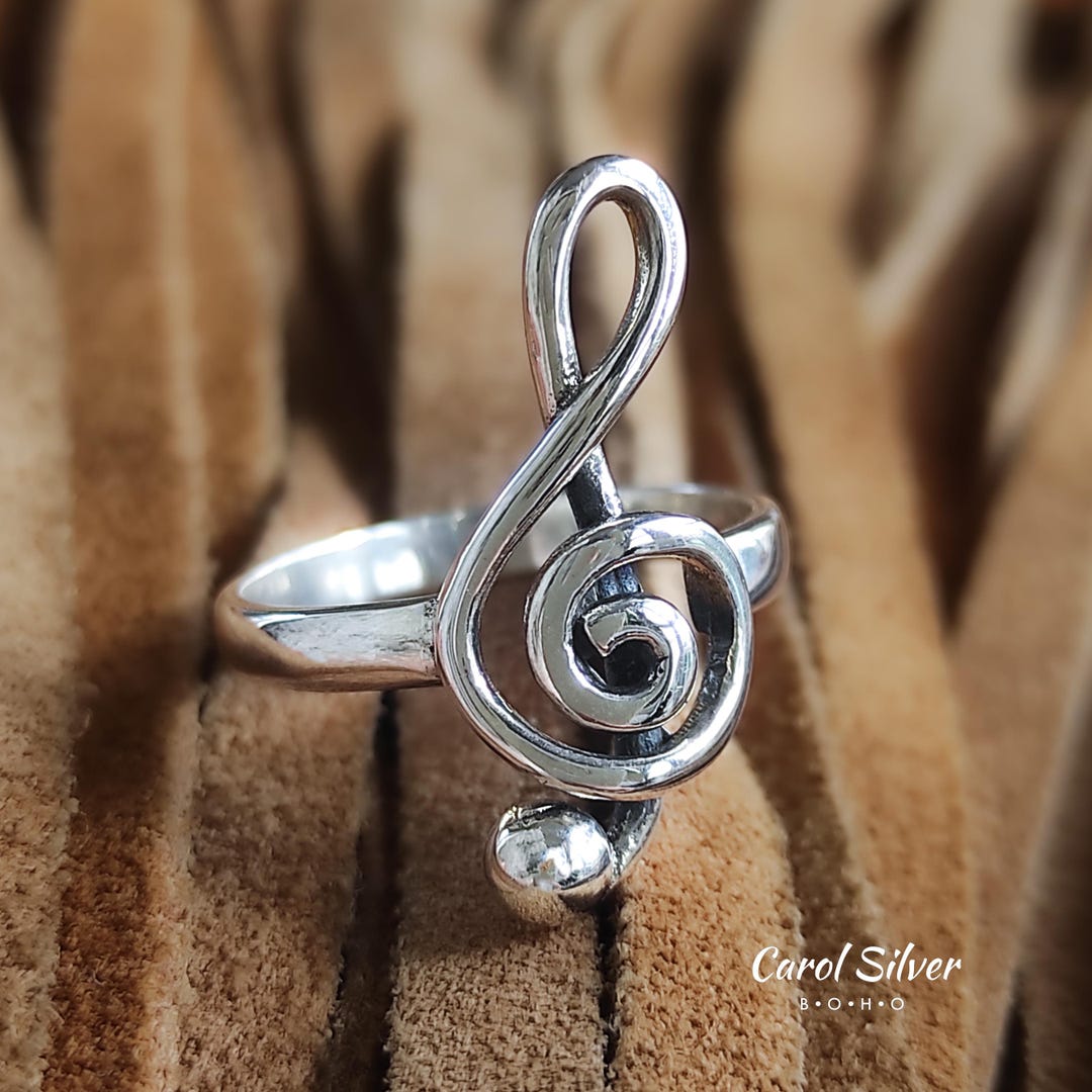 Silver G Key Ring. Treble Clef Music Jewel. Music Note Ring. Perfect ...
