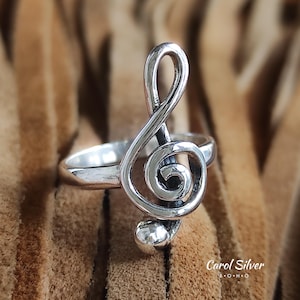 Silver Treble Clef Ring • Handmade Music Note Jewelry • Gift for ...