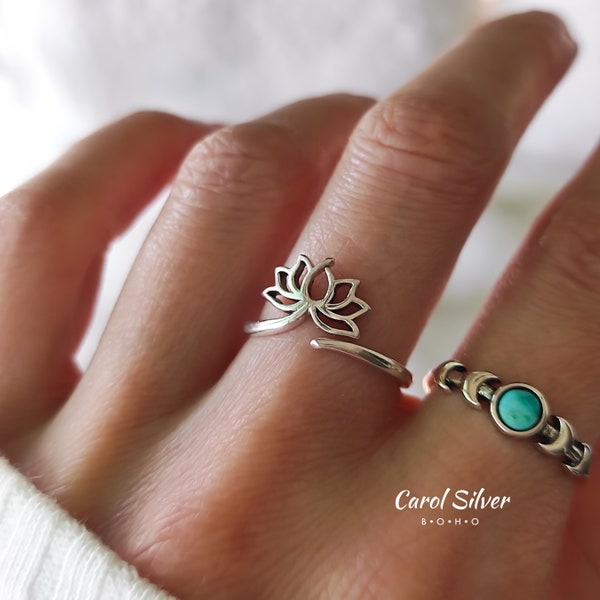 Silver Lotus Ring - Etsy