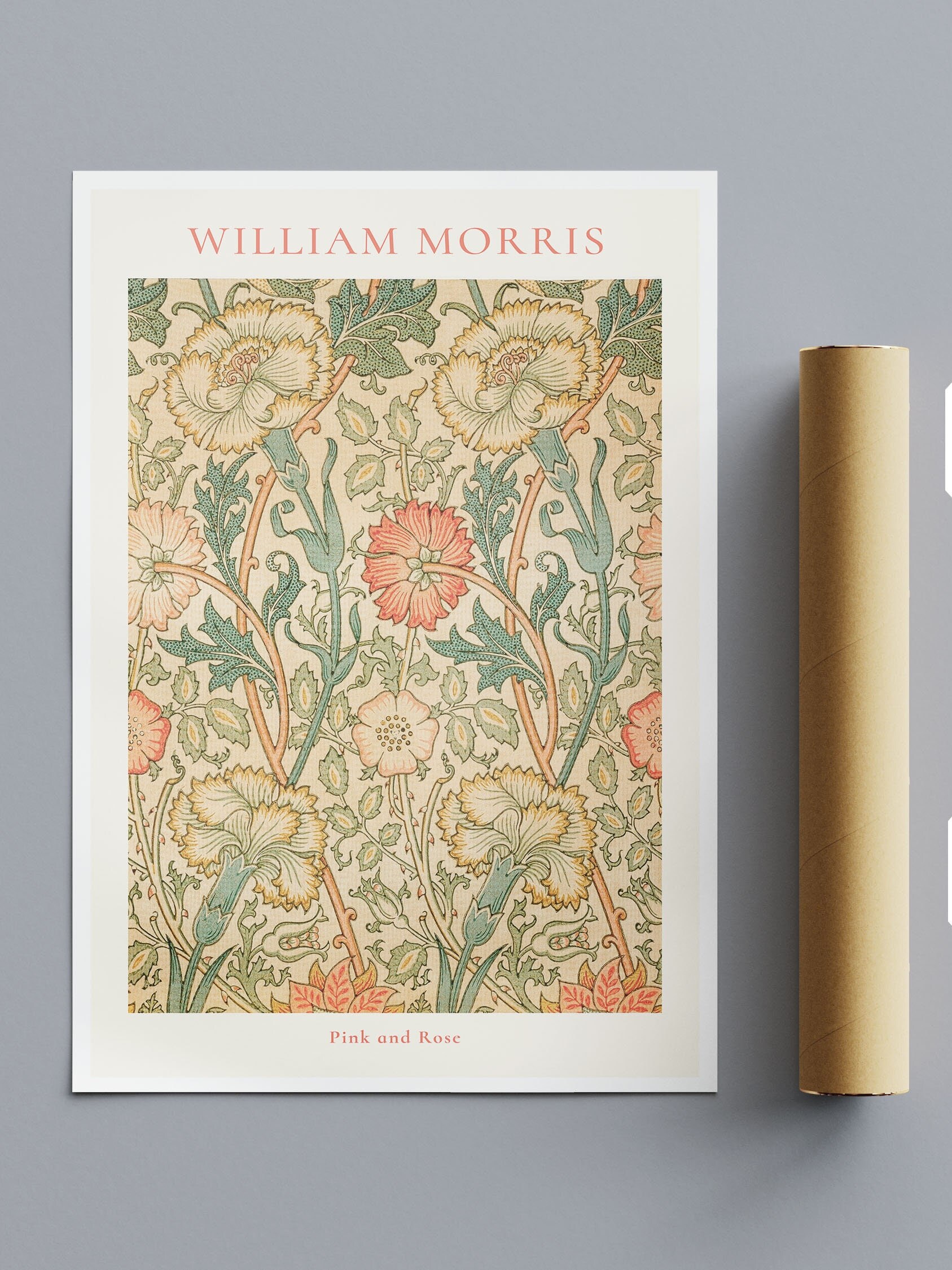 William Morris Pink and Rose Vintage Art Print - Etsy