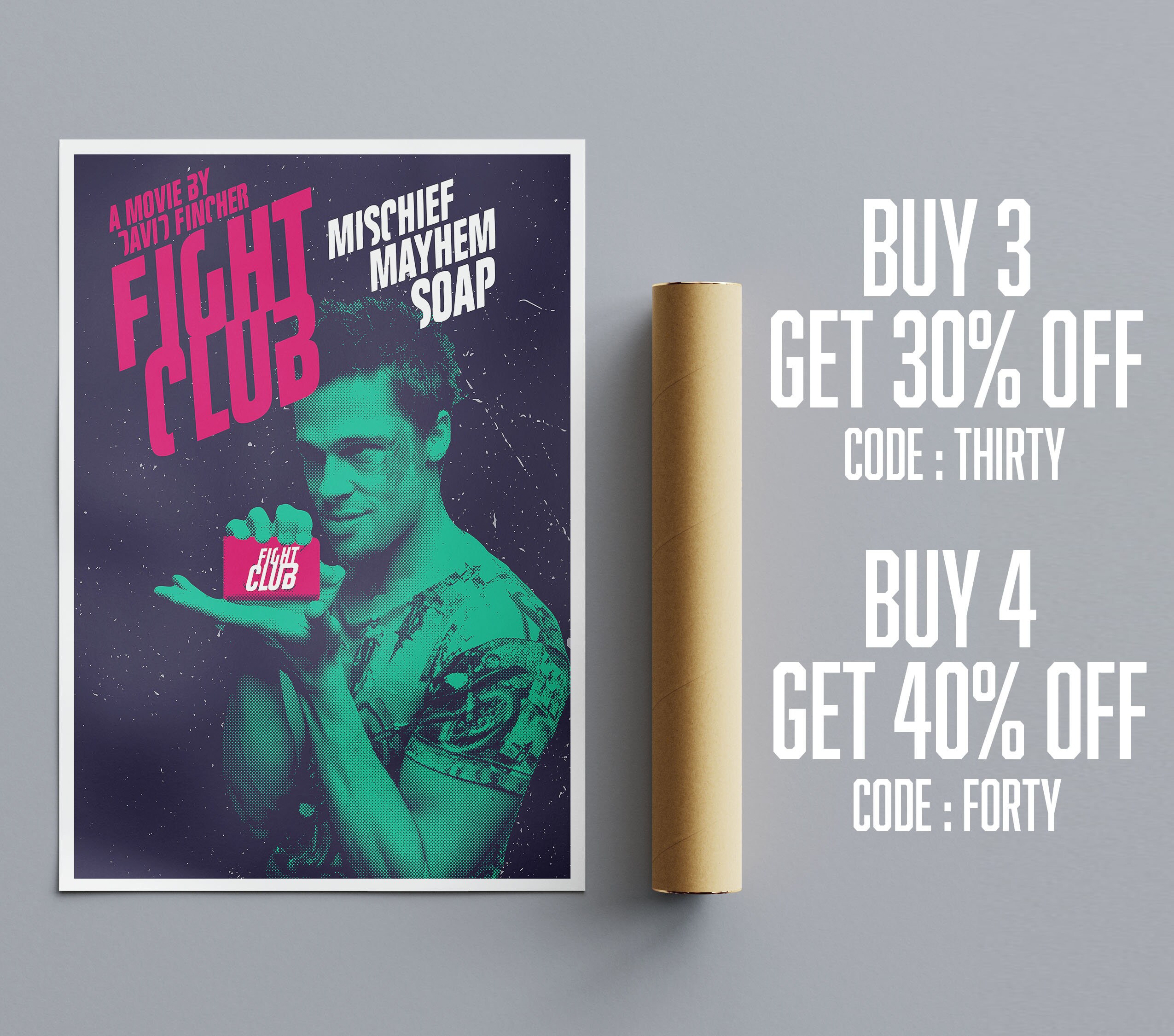 Fight Club Tyler Durden Screen Print Alternative Movie Poster - Etsy