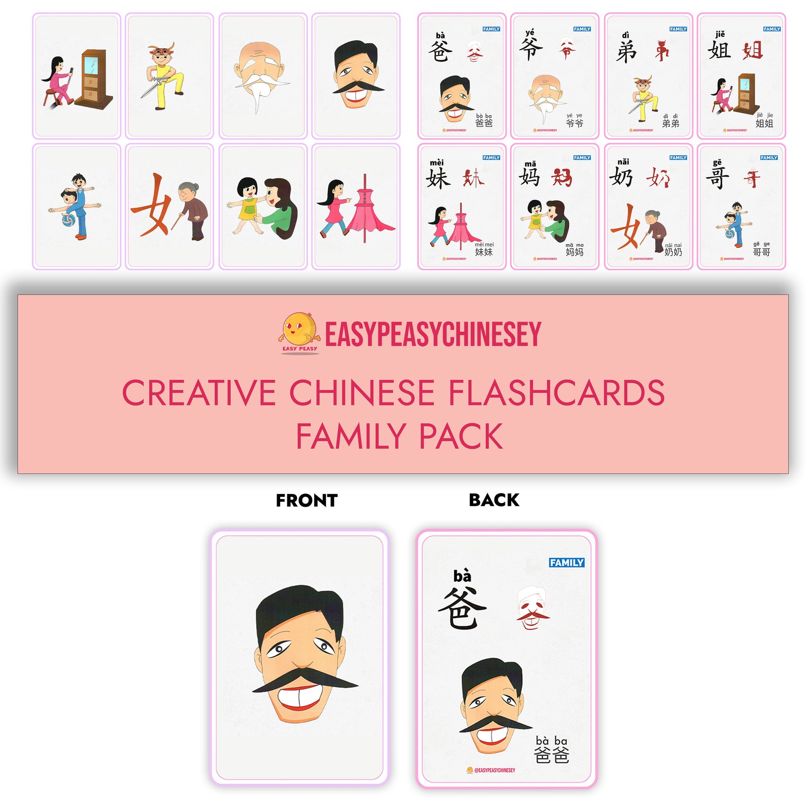 Chinese Character Flashcards (family Pack) Pinyin, Sentences ...